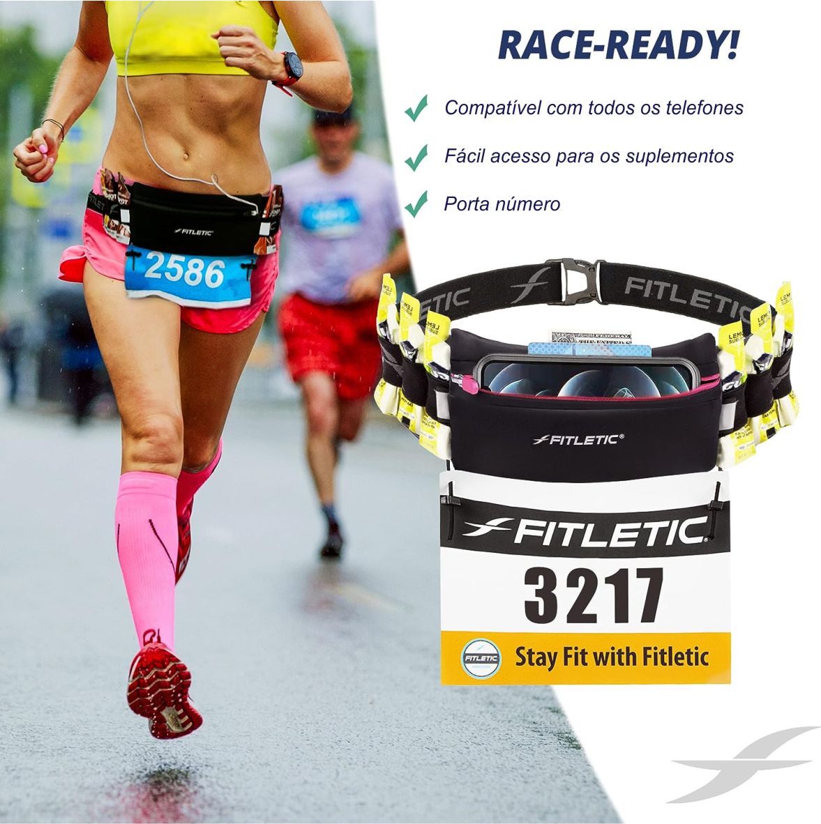 Pochete para Corrida Ultimate I Fitletic Zíper porta gel e número | SPORTBR